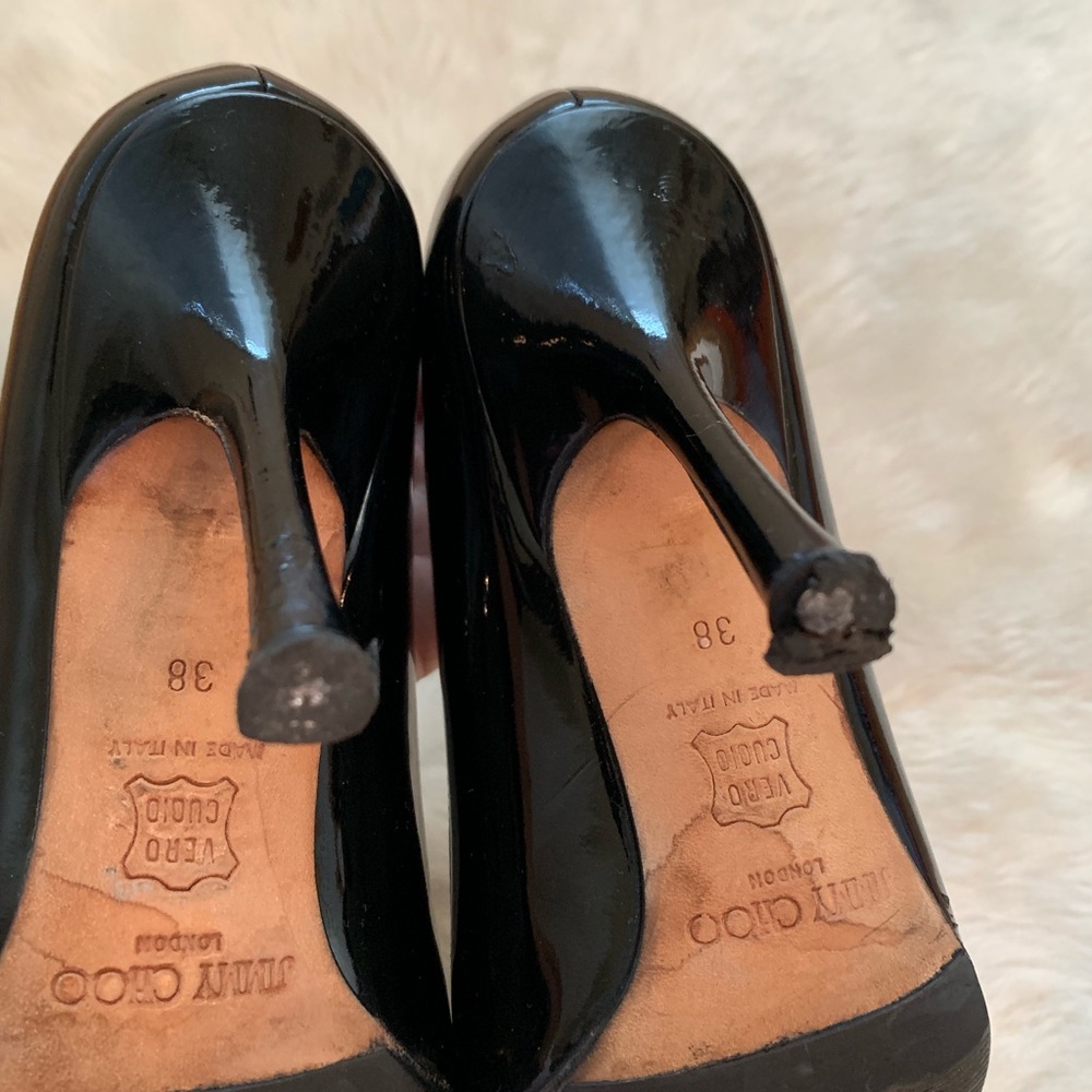 Jimmy Choo Romy Black Patent Leather Pumps Sz 38 - Gem
